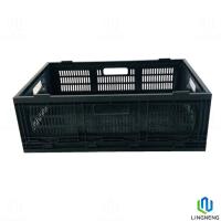 China 40L Reusable Folding Crate Box Collapsible Fruit And Vegetable Plastic Crates for sale