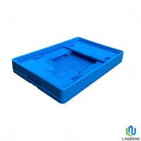 China 46L Blue Folding Crate Box Plastic Storage Stackable Bins Without Lid for sale