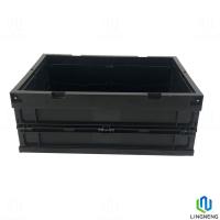 China 46L Blue Folding Crate Box Plastic Storage Stackable Bins Without Lid for sale