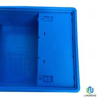 China 46L Blue Folding Crate Box Plastic Storage Stackable Bins Without Lid for sale