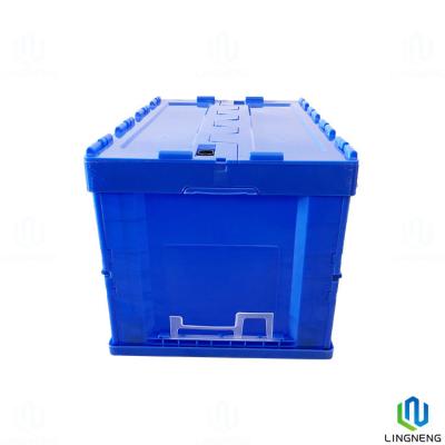 China Durable 54L Blue Plastic Foldable Container Collapsible Storage Box Without Lid for sale