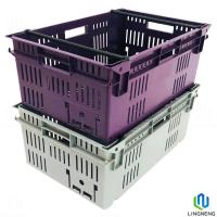 China 48L Plastic Fruit Vegetable Crates , Large Plastic Crates For Storage for sale