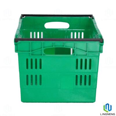 China 60L 30kgs Supermarket Plastic Fruit And Vegetable Crates With Handles for sale