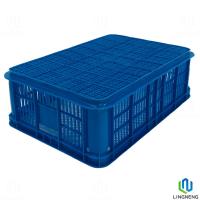China Vented Plastic Fruit And Vegetable Crates , Blue Stackable Vegetable Crates for sale
