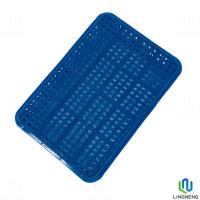 China Vented Plastic Fruit And Vegetable Crates , Blue Stackable Vegetable Crates for sale