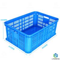 China Blue Plastic Fruit And Vegetable Crates Rectangular Lightweight for sale