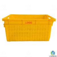 China 25KGS Stackable Plastic Fruit And Vegetable Crates With Label Card for sale