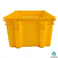 China 25KGS Stackable Plastic Fruit And Vegetable Crates With Label Card for sale