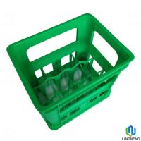 China Stackable Plastic Milk Bottle Crates , Rectangle Beer Bottle Plastic Crates With Handle for sale