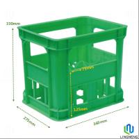 China Stackable Plastic Milk Bottle Crates , Rectangle Beer Bottle Plastic Crates With Handle for sale