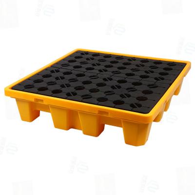 Cina Scaffale impermeabile in plastica secchio di olio pericoloso secchio di rifiuti Scaffale impermeabile quattro barili di piastra impermeabile 2.7T carico statico in vendita
