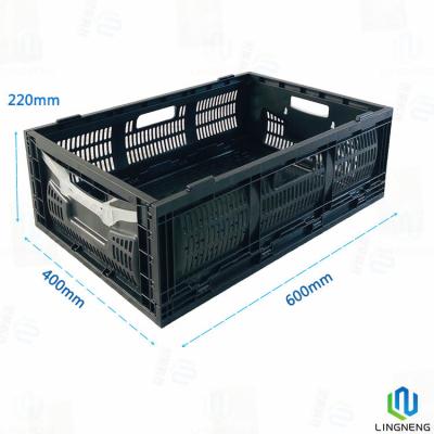China Reusable Vegetable Plastic Crates Foldable Plastic Fruit Shopping Basket Collapsible Crate à venda