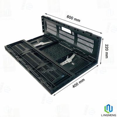 China Reusable Vegetable Plastic Crates Foldable Plastic Fruit Shopping Basket Collapsible Crate à venda