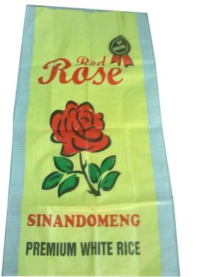 China Bottom Gusset BOPP PP Woven Rice Bag Anti Slip Weaving Ultrasonic Sewing for sale