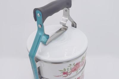 Cina Contenitore chiudibile a chiave a tre livelli del panino di acciaio inossidabile della scatola di pranzo di Tiffin in vendita