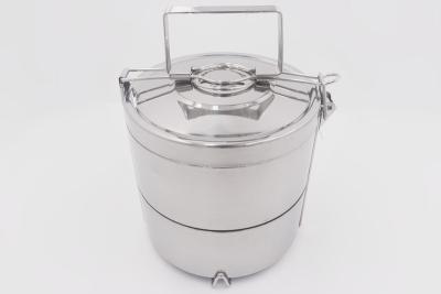 Cina Contenitore Bento Lunch Box accatastabile di acciaio inossidabile Tiffin di lucidatura dello specchio di 2 file in vendita