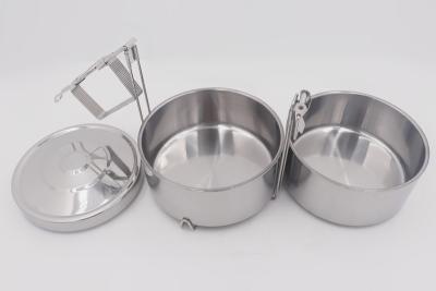 Cina Contenitore Bento Lunch Box accatastabile di acciaio inossidabile Tiffin di lucidatura dello specchio di 2 file in vendita