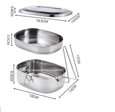 China 1120ML Double layers food grade snack box thermal stainless steel lunch box single wall  insulated food container for sale
