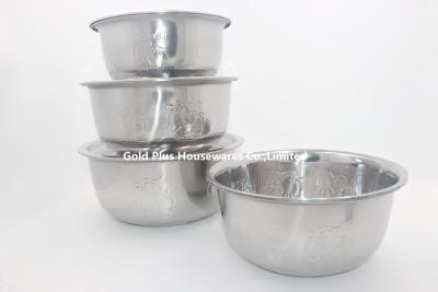 China 40cm Vegetable Washing Stainless Steel Basin Embossed Pattern Kitchen Sink for sale