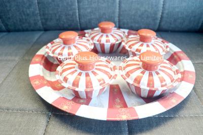 China 11cm Dia Decorative Metal Nut Bowl With Tray For Snack Dinnerware for sale