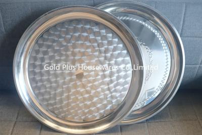 China Restaurant Food Storage Stainless Steel Round Tray With Grape Pattern for sale