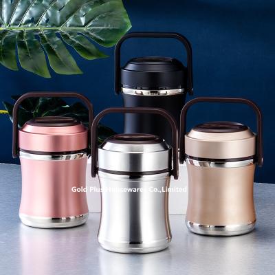 China 1.6L Slim waist shaped keep food warm container soup pot with handle stainless steel insulated vacuum tiffin carrier for sale