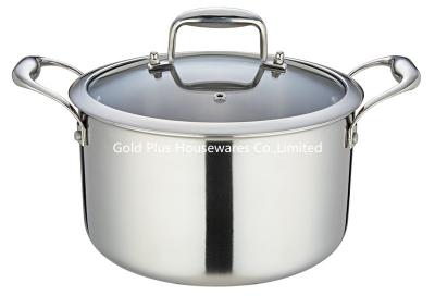 China 18cm Double Handle Stainless Steel Soup Pot Multi Layer Thickened Stock Pot for sale