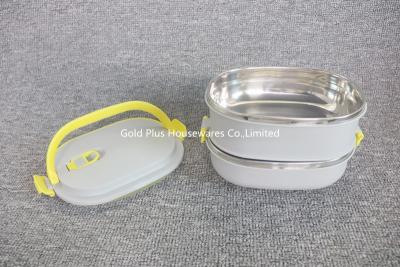 Cina Portatile quadrato a perfetta tenuta del contenitore della preparazione del pasto di 2 file con la grande maniglia in vendita