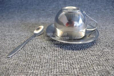 China Saucer Plate Reusable Stainless Steel Coffee Tea Cups 180ml Round Plate for sale