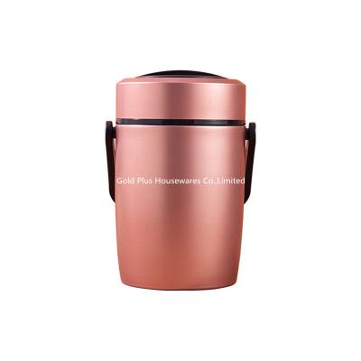 China Tableware triple wall vacuum insulated 304 food grade soup pot 1.6L champagne color leak proof warmer food carrier for sale