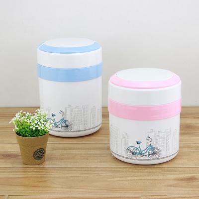 China Long-term preservational soup pot round shape sus insulated food flask colorful printed stainless steel lunch box for sale