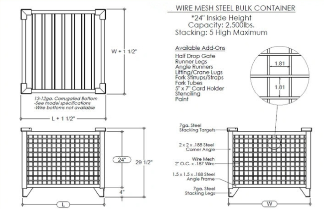 Detailed view of wire mesh cage folding mechanism and handles