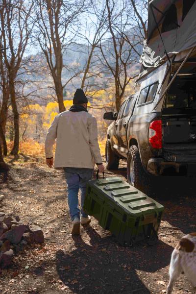 Quality V5 Rugged Camping Storage Box Interlocking Stackable 150L Capacity for sale