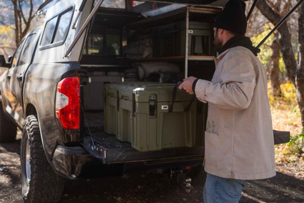 Quality V5 Rugged Camping Storage Box Interlocking Stackable 150L Capacity for sale