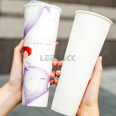 Cina Pasta di cellulosa su ordinazione di carta calda del tazza di carta del tè del latte del modello della tazza della piccola vita graziosa, e film a parete semplice del PE del commestibile in vendita