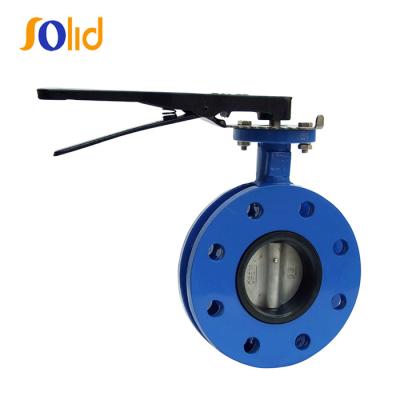 China U Type Double Flange Butterfly Valve with Lever Operator for sale