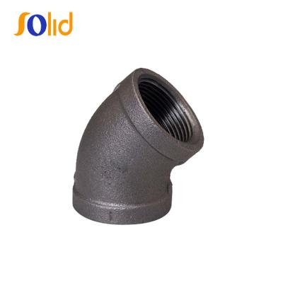 China 45 degree Black Malleable Iron Elbow Pipe Fittings for sale