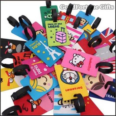 China Customed promotional Eco silicon cartoon pattern tavel luggage tag lable printed logo for sale