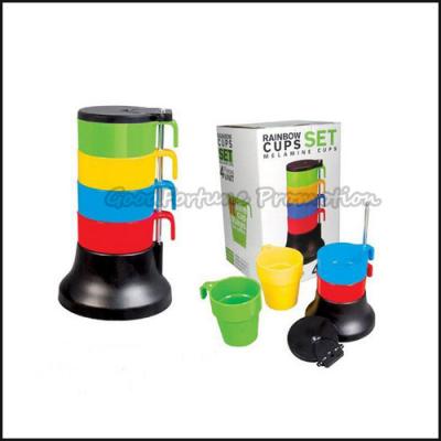 China a promoção customed do logotipo empilhou copo ajustado da caneca da garrafa de leite da água do rainbowcoffee de 4pcs Eco pp à venda