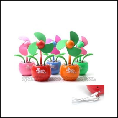 China O mini fã da flor relativa à promoção quente do usb da mesa do sol da maçã do ABS de Customed Eco da venda imprimiu o presente do logotipo à venda