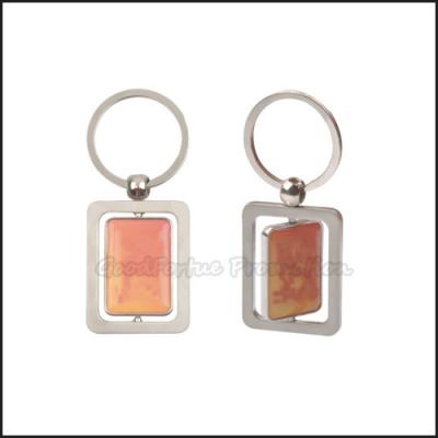Eco Zinc Alloy promotional logo advertising loop rotary silver keychain keyring gift
