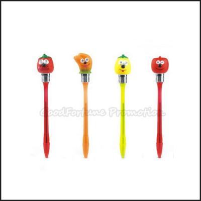 Hot Sale Cheap Promotional printed logo led light cartoon fruit ballpoint pen gift