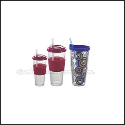China A promoção Coloured imprimiu o logotipo presente plástico da garrafa do copo da bebida da água da caneca da secadora de roupa de duas camadas à venda