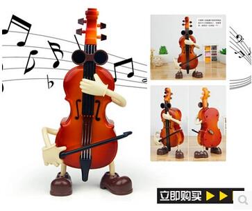 China New creative gift product dance violin alarm clock toy for sale