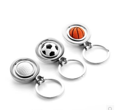 New creative gift product golf football basketball rotary metal keychain keyrings