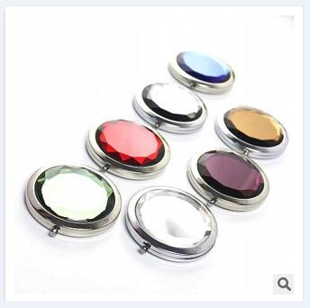 New promotional customed logo round crystal stainless steel pocket mirror