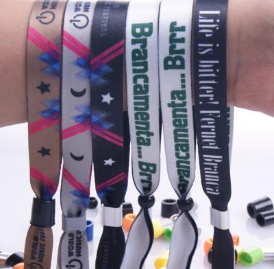 China New customed print logo promotional polyester fabric woven sports bracelet gifts outdoor for sale