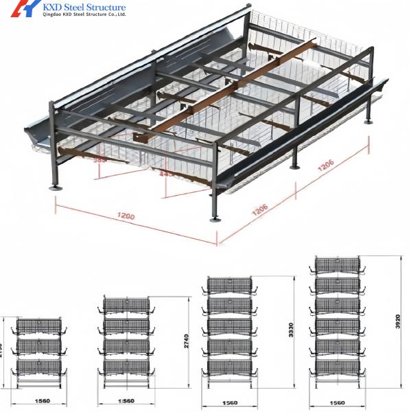 Quality 3 Tiers-10 Tiers Broiler Chicken Cage  Automatic Broiler Battery Cage System for sale