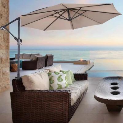 China 3m Beach Sunshade Offset Hanging Polyester Easy Tilt Adjustment Market Patio Umbrella for sale