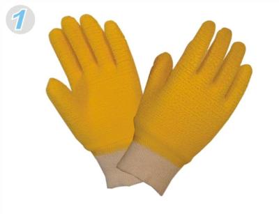 China Abrasion Resistance Full Latex Coated Industrial Protective Gloves With Knitted Wrist factory